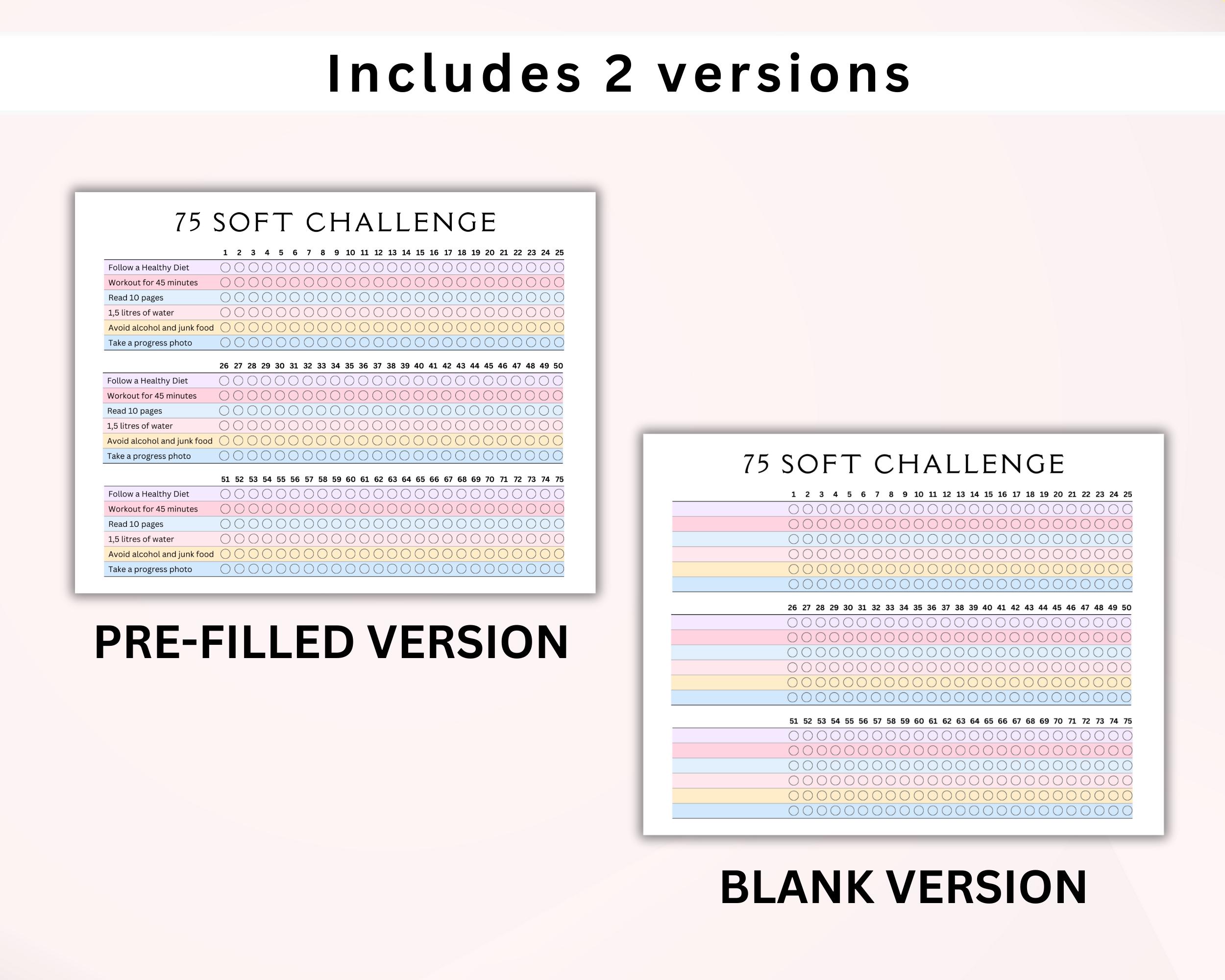 Editable 75 Soft Challenge Tracker. Printable 75 Soft Challenge Tracker ...