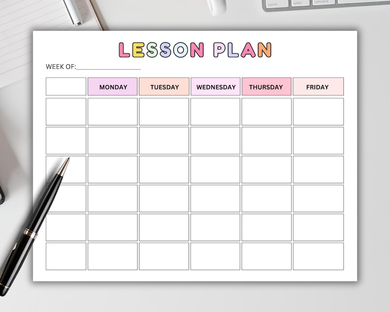 PRINTABLE Weekly Lesson Plan for Preschool Homeschool Teacher Planner ...