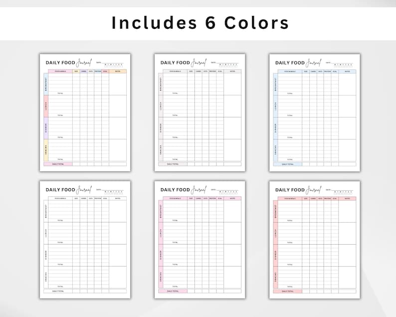 Daily Food Journal. Calorie Tracker. Daily Calorie Counting. Food Diary ...