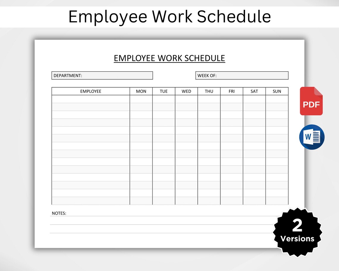 Employee Work Schedule Editable. Printable Employee Time Sheet ...