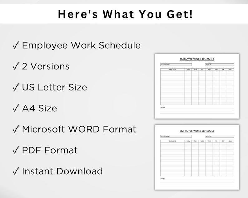Employee Work Schedule Editable. Printable Employee Time Sheet ...