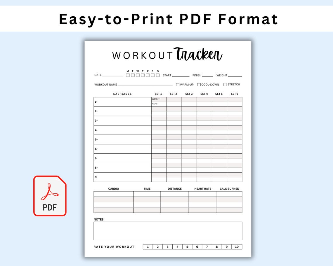 Workout Tracker. Exercise Tracker. Fitness Log. Daily Exercise Log ...