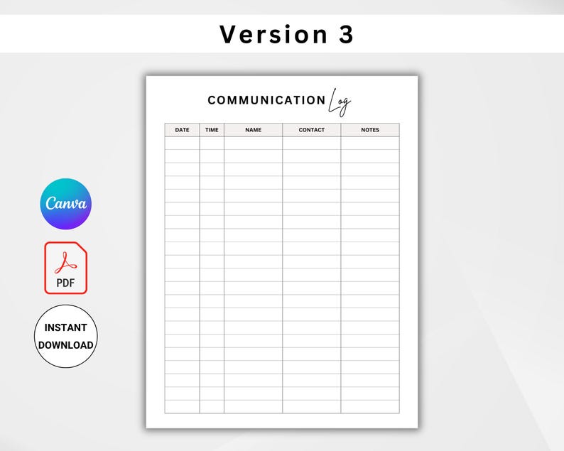 Communication Log Printable | Call Tracker | Phone Call Log Small ...