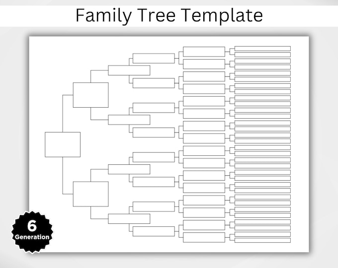 6 Generations Family Tree Chart. Printable Family Tree Templates ...