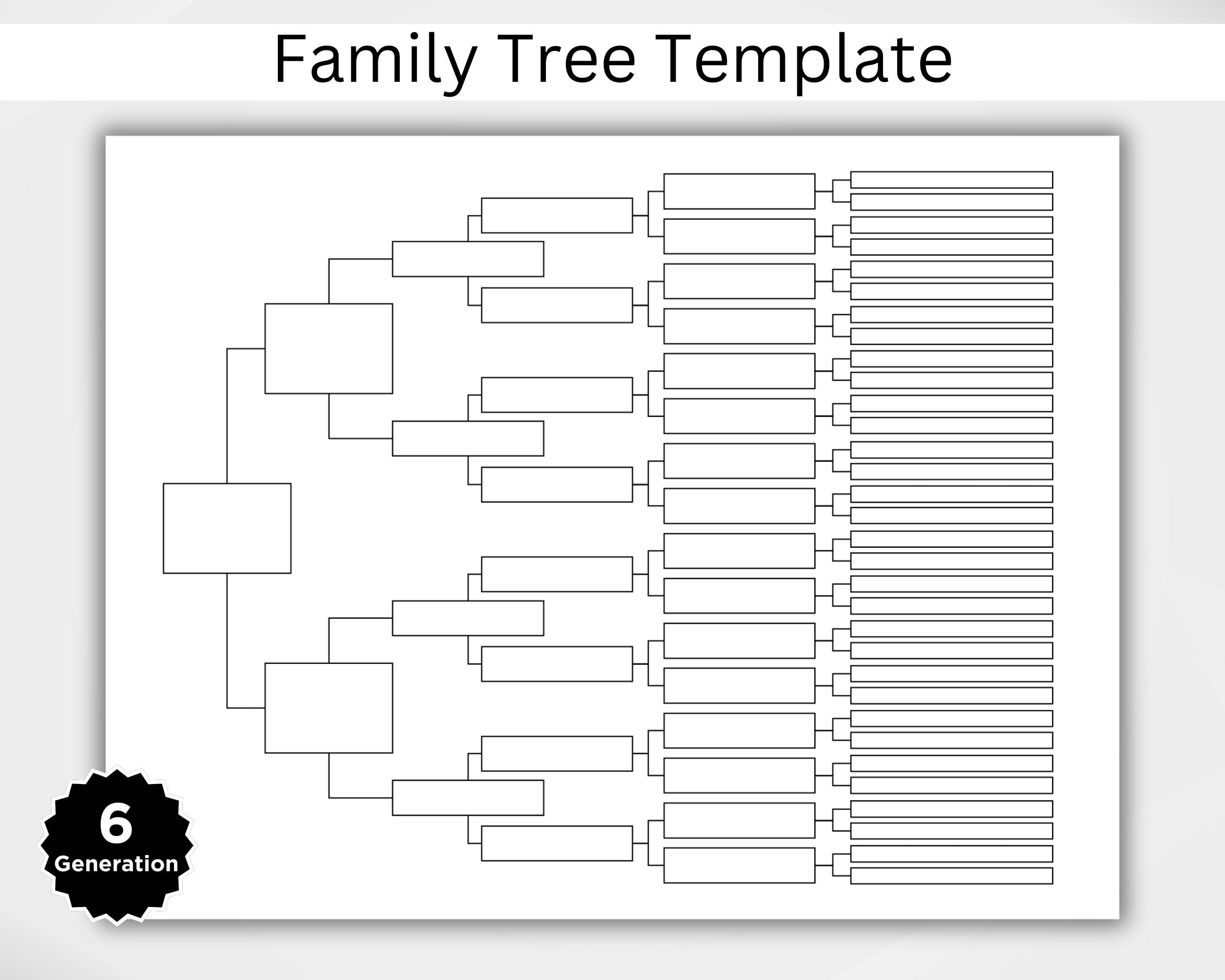 6 Generations Family Tree Chart. Printable Family Tree Templates ...