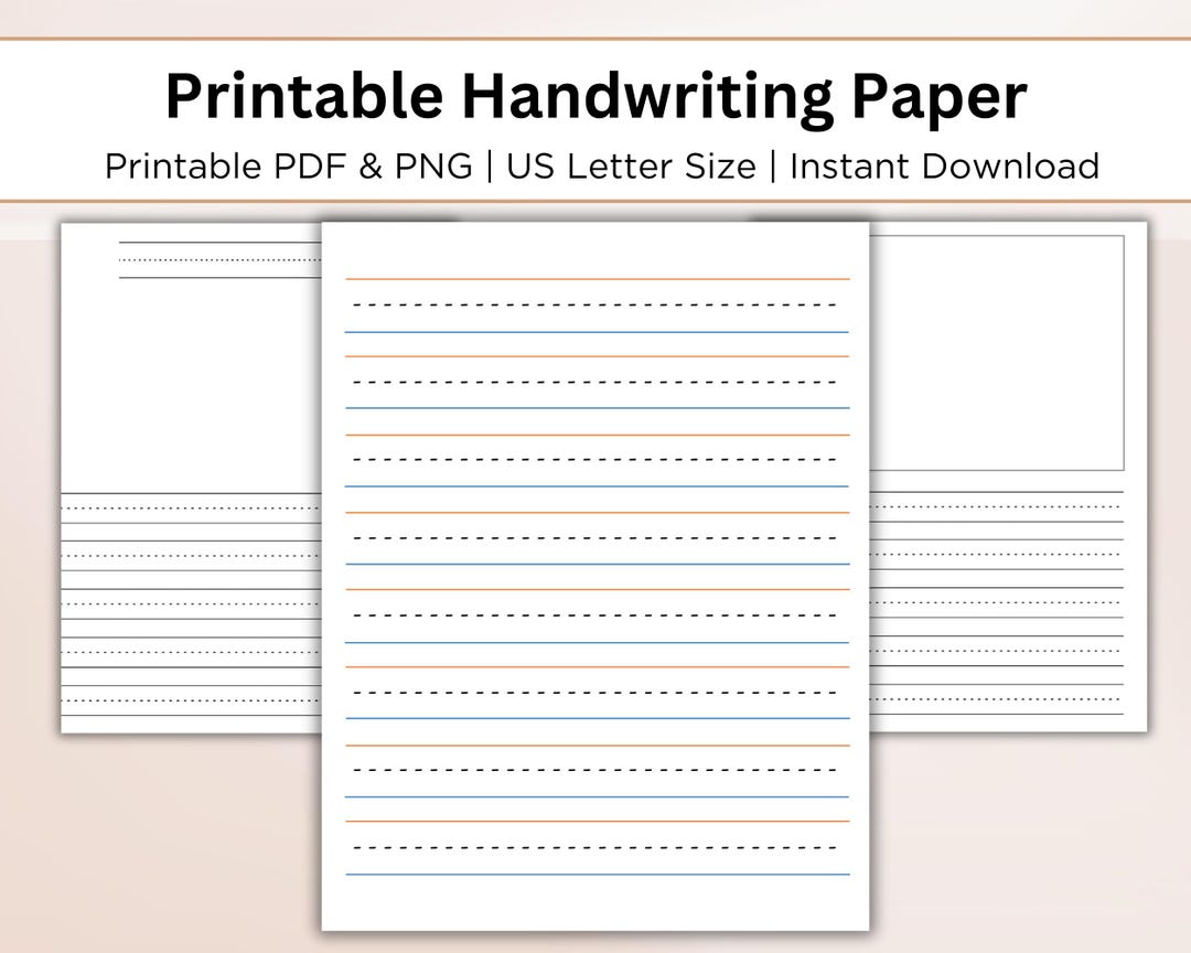 Handwriting Paper Printable, Handwriting Practice Paper, Lined Writing ...