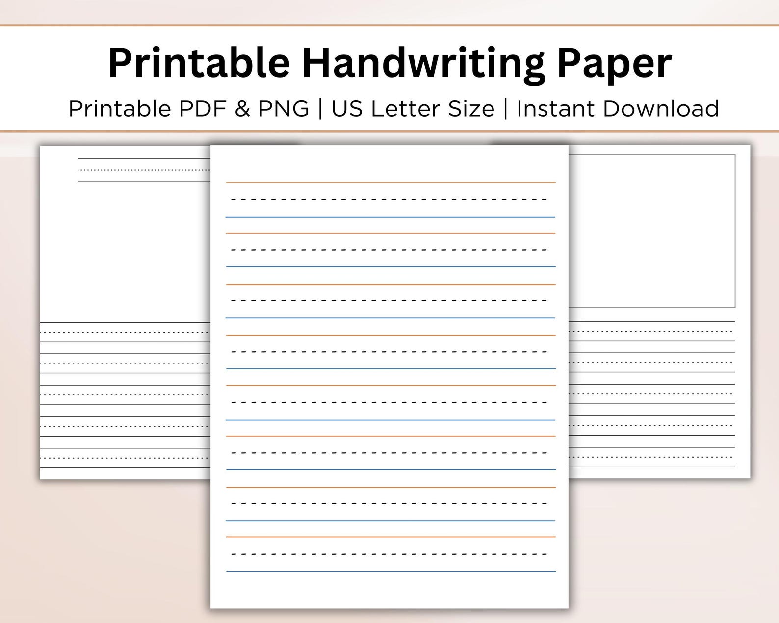 Handwriting Paper Printable, Handwriting Practice Paper, Lined Writing ...