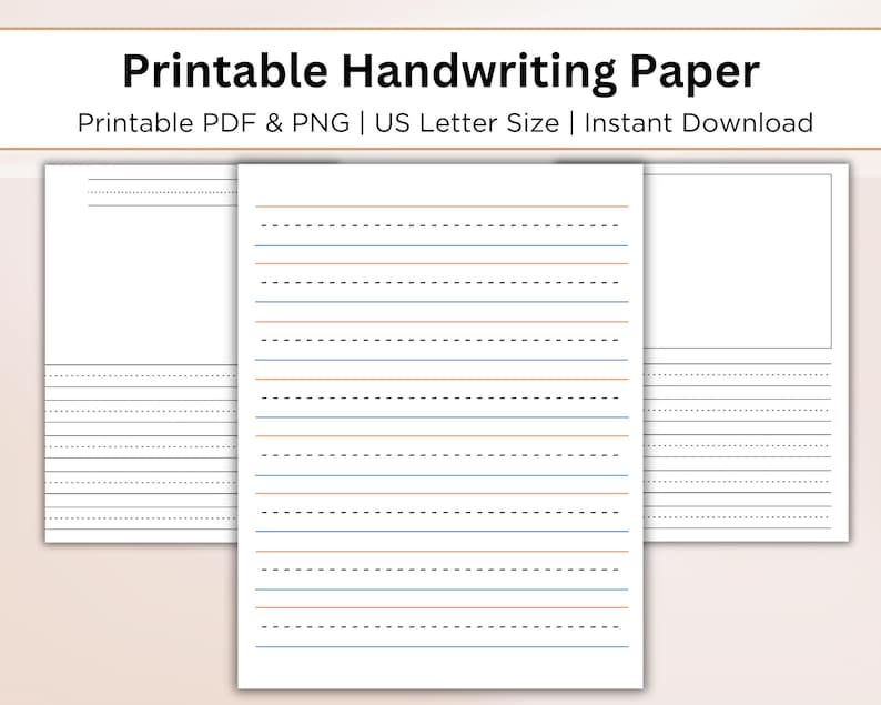 Handwriting Paper Printable, Handwriting Practice Paper, Lined Writing ...