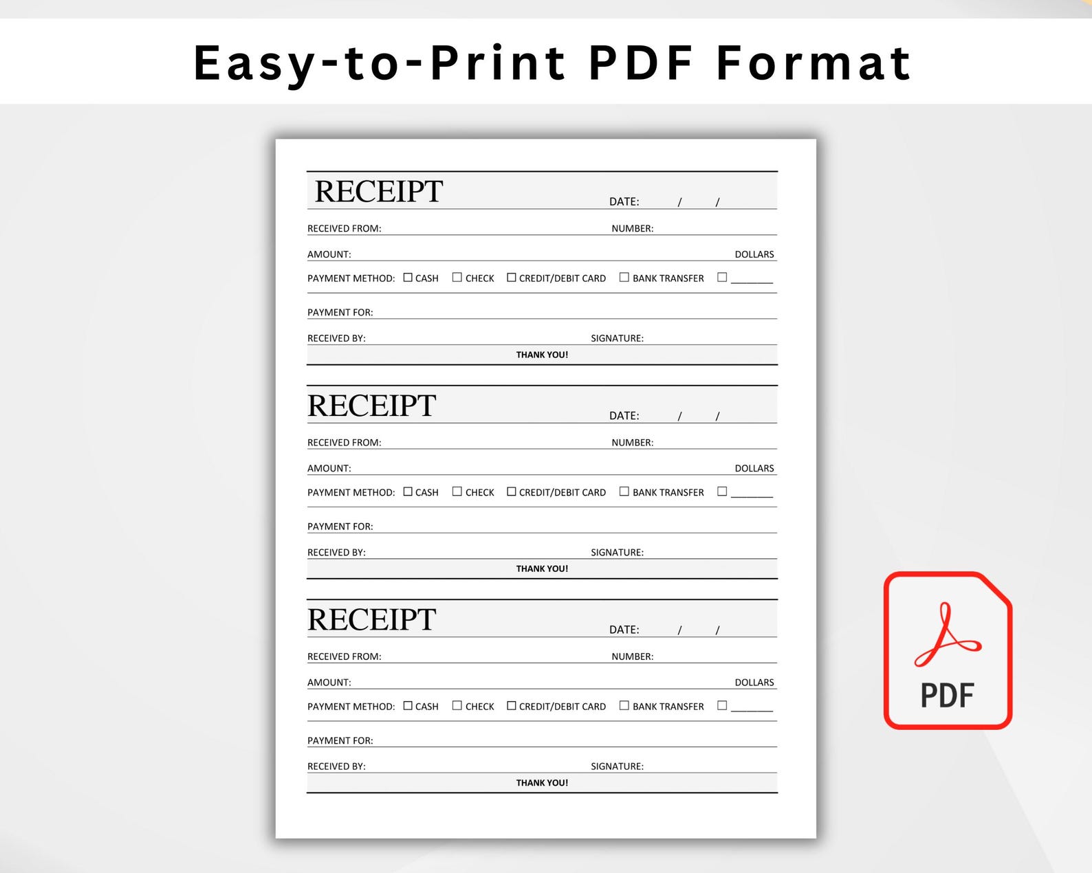 Receipt Template Printable. Customer Receipt. Editable Payment Receipt ...
