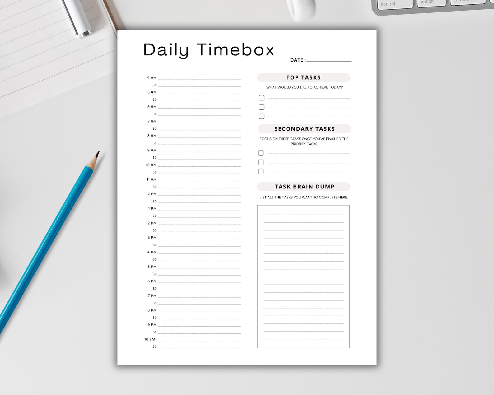 Printable Daily Timebox Planner. Time Blocking Plan. Timeboxing Digital ...