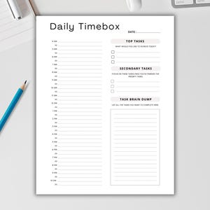 Printable Daily Timebox Planner. Time Blocking Plan. Timeboxing Digital ...