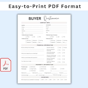 Buyer Questionnaire. Buyer Survey Questionnaire. Real Estate Marketing ...