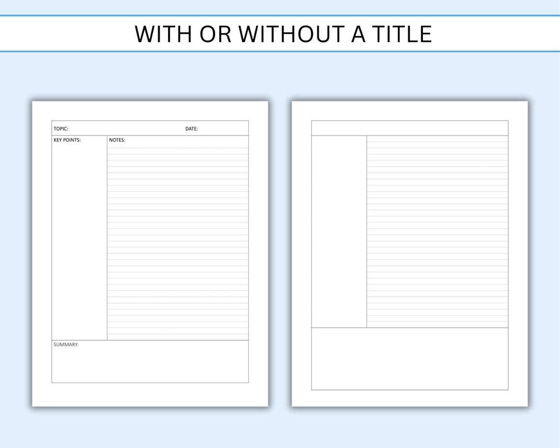 Printable Cornell Notes Paper. Cornell Notes Taking. Cornell Notes ...