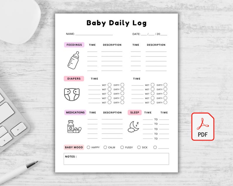 Baby Daily Log Printable | Newborn Tracker | Infant Daily Log | Nanny ...
