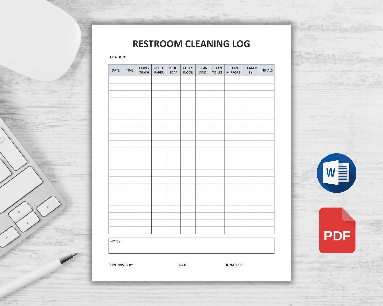 Restroom Cleaning Log. Small Business Cleaning Checklist. Bathroom ...