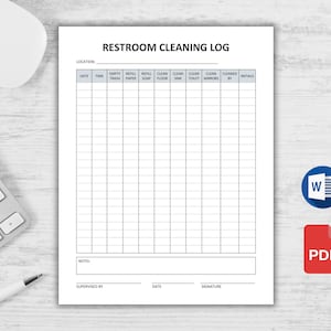 Restroom Cleaning Log. Small Business Cleaning Checklist. Bathroom ...