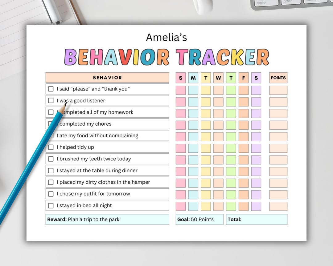 Printable Kids Behavior Tracker | Reward Chart for Positive Habit ...