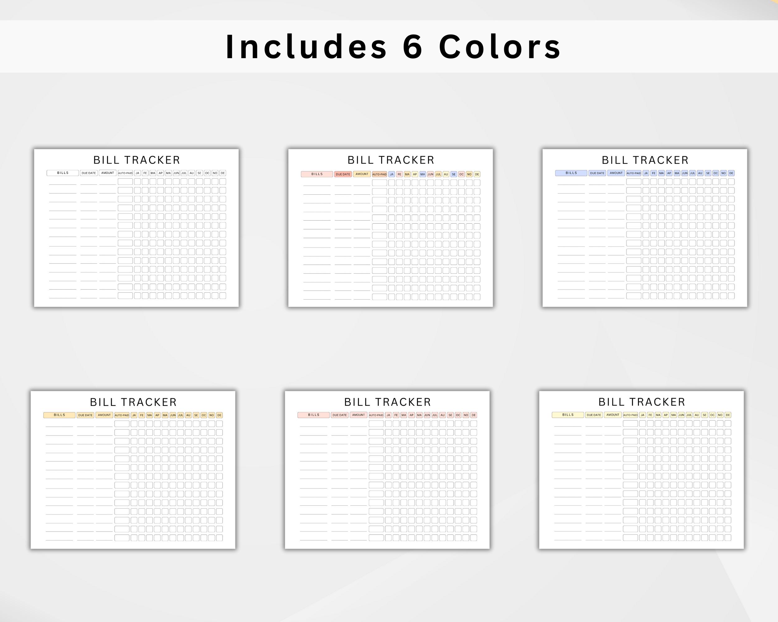 Monthly Bill Log. Editable Bill Planner. Bill Pay Organizer. Bill ...