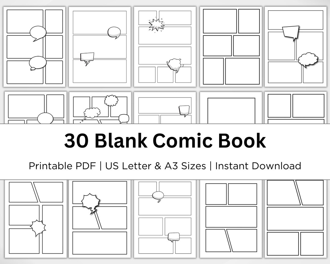 Printable Blank Comic Book Template. Comic Drawing Book. Digital Comic ...