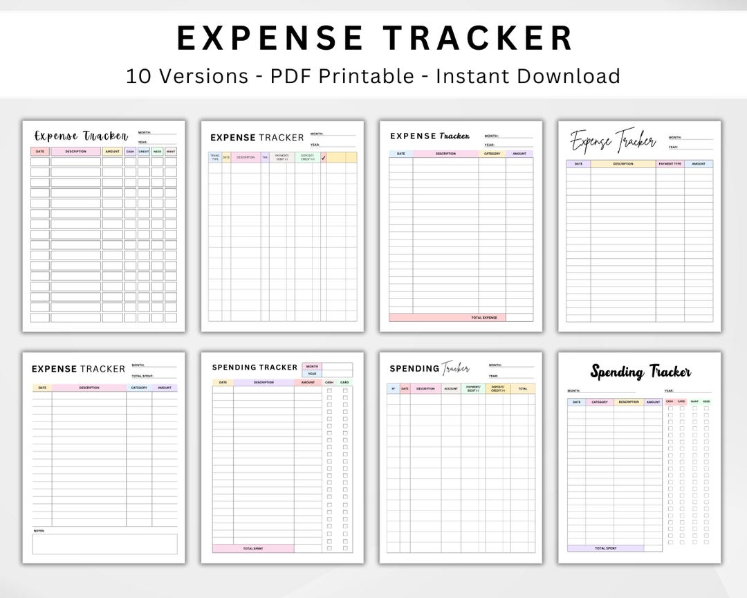Expense Tracker Printable. Monthly Spending Tracker Sheet. Daily Money ...