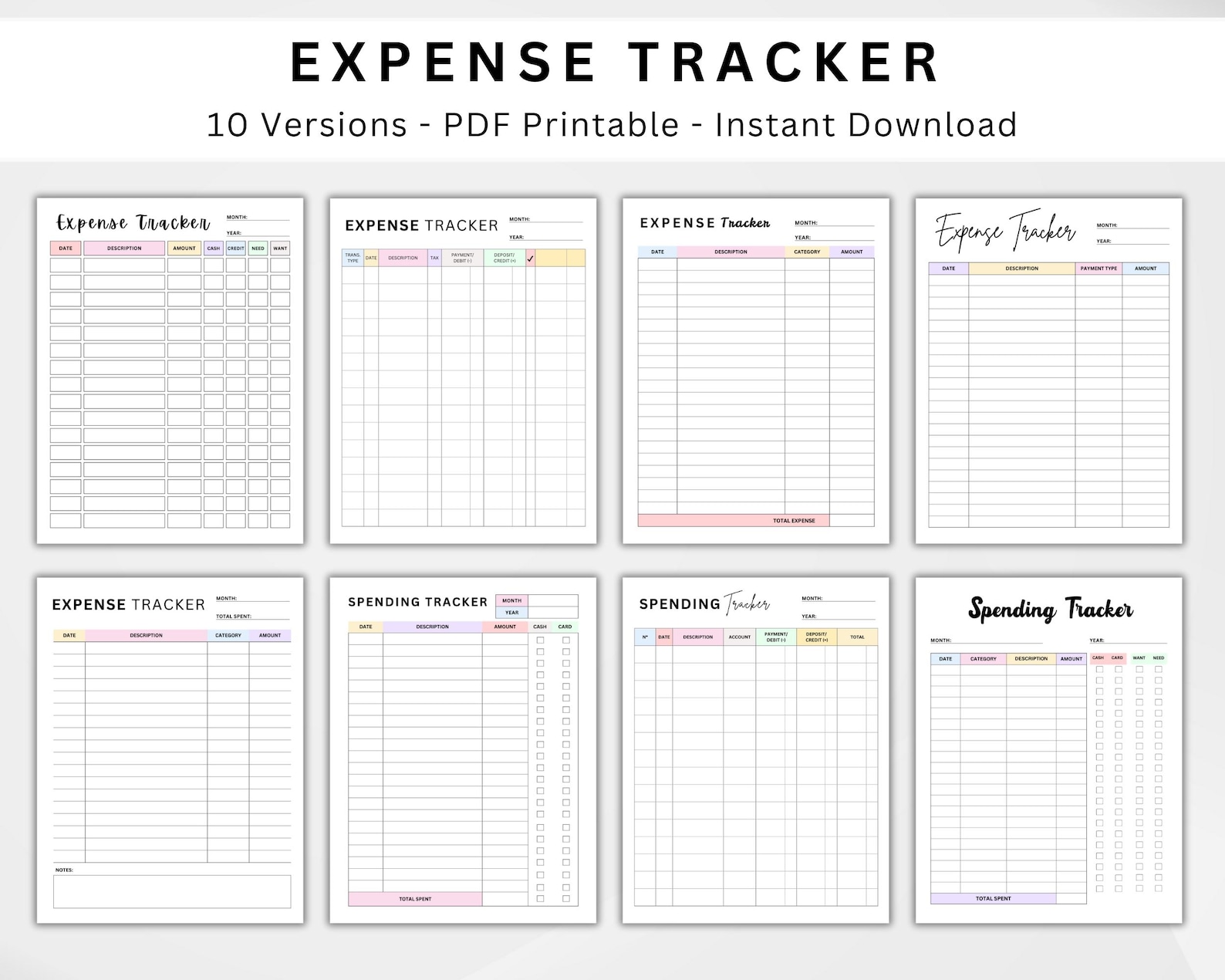 PRINTABLE Expense Tracker. Monthly Budget Planner. Financial Planner ...