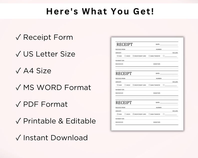 Editable Receipt. Receipt Template. Customer Receipt. Minimalist ...