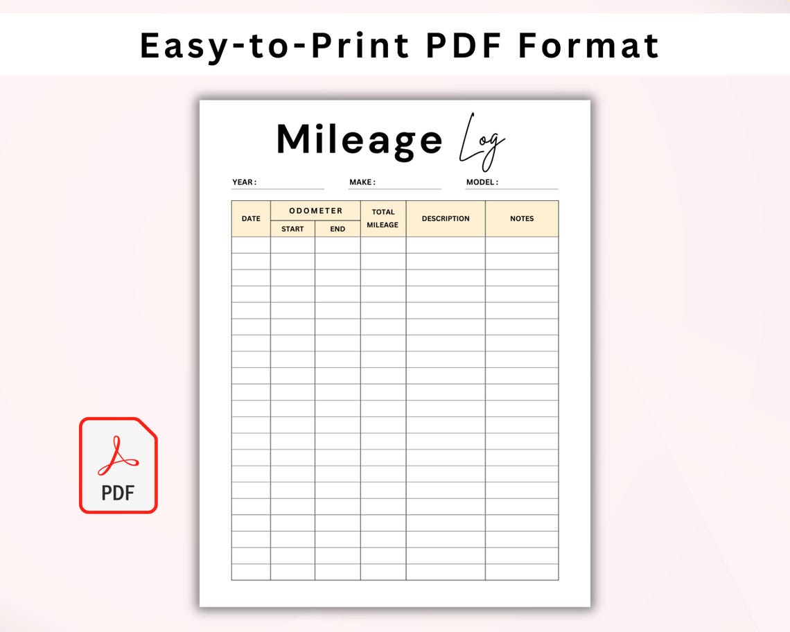Printable Mileage Log. Mileage Tracker. Car Mileage. Vehicle Mileage ...