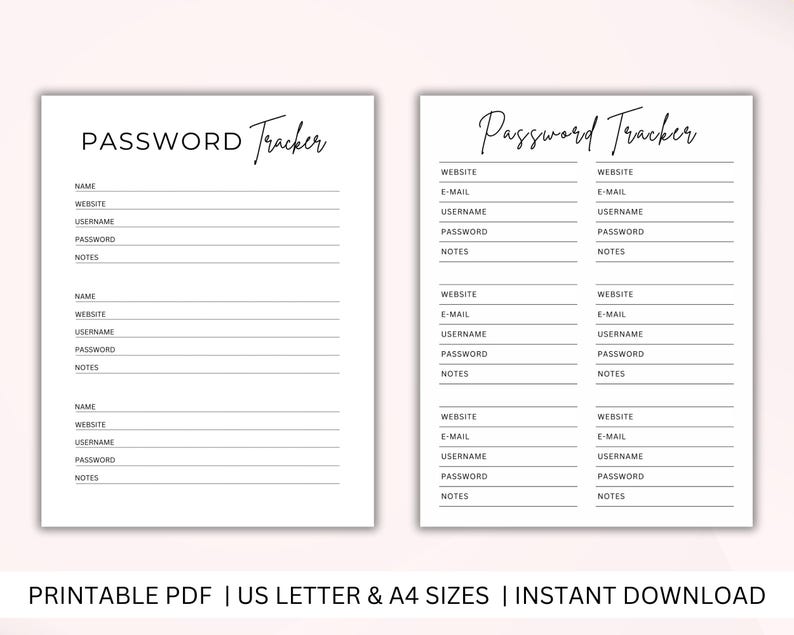 Password Tracker Bundle. Password Log. Password Keeper Sheet. Password ...