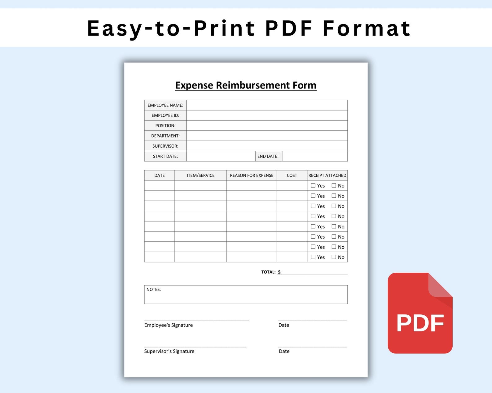 Printable Employee Expense Reporting Template. Employee Reimbursement ...