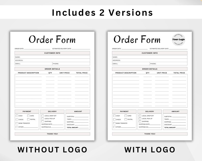 Editable Order Form Template, Crafters Order Form, Small Business Order ...