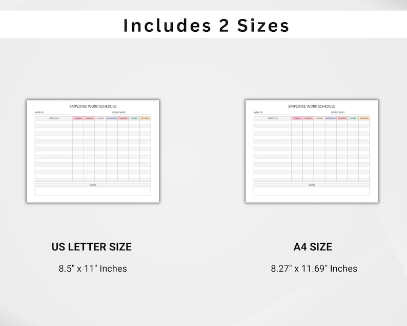 PRINTABLE Employee Work Schedule. Employee Time Sheet. Employee ...