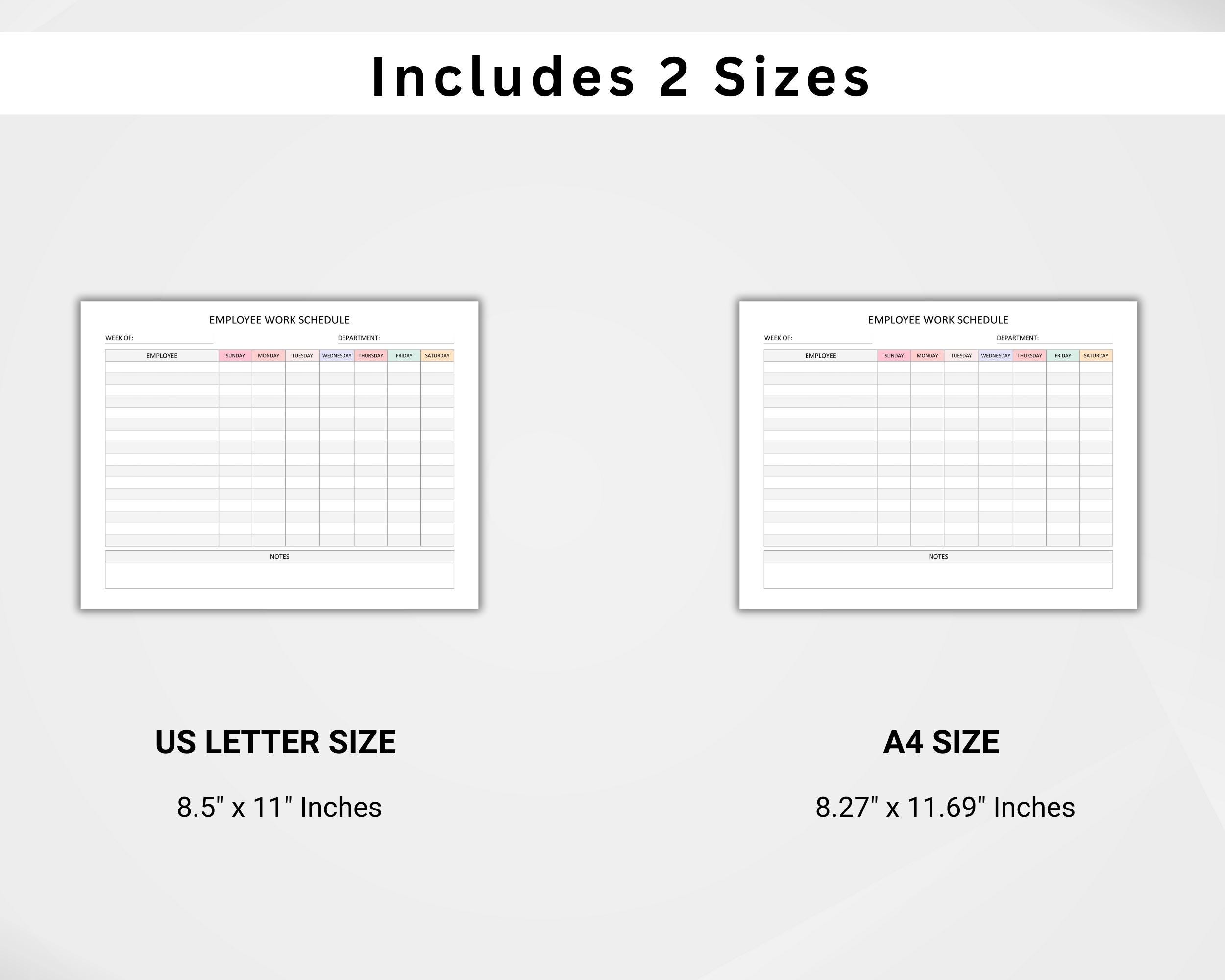 PRINTABLE Employee Work Schedule. Employee Time Sheet. Employee ...
