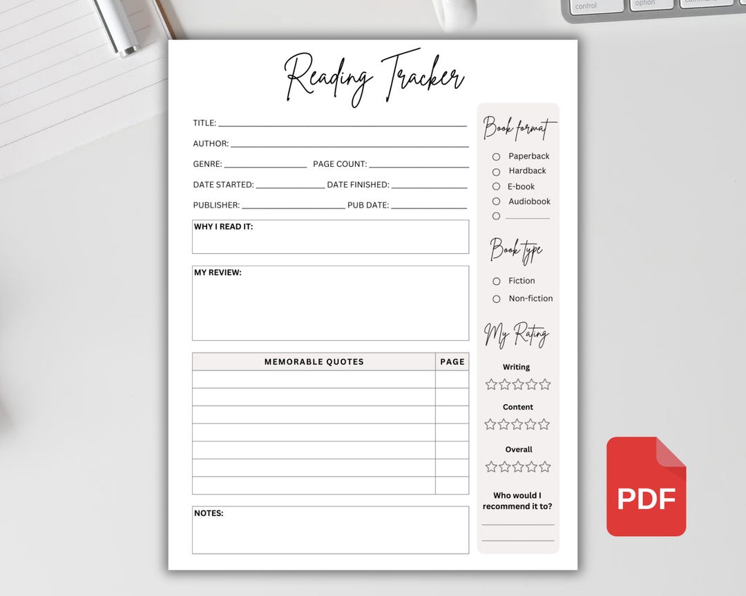 Printable Reading Log. Reading Tracker. Log to Remember the Books You ...