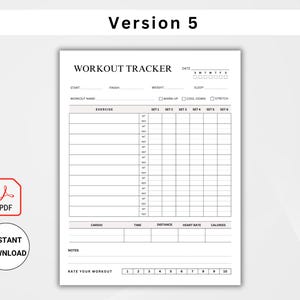 Workout Tracker Printable PDF. Exercise Tracker. Fitness Log. Daily ...