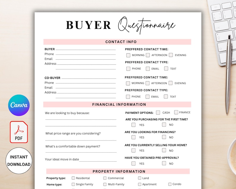 PINTABLE Buyer Questionnaire. Real Estate Questionnaire Marketing ...