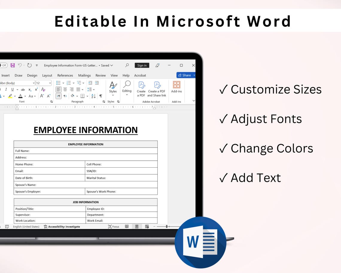Employee Information Form. New Hire Forms. HR Templates. Employee ...