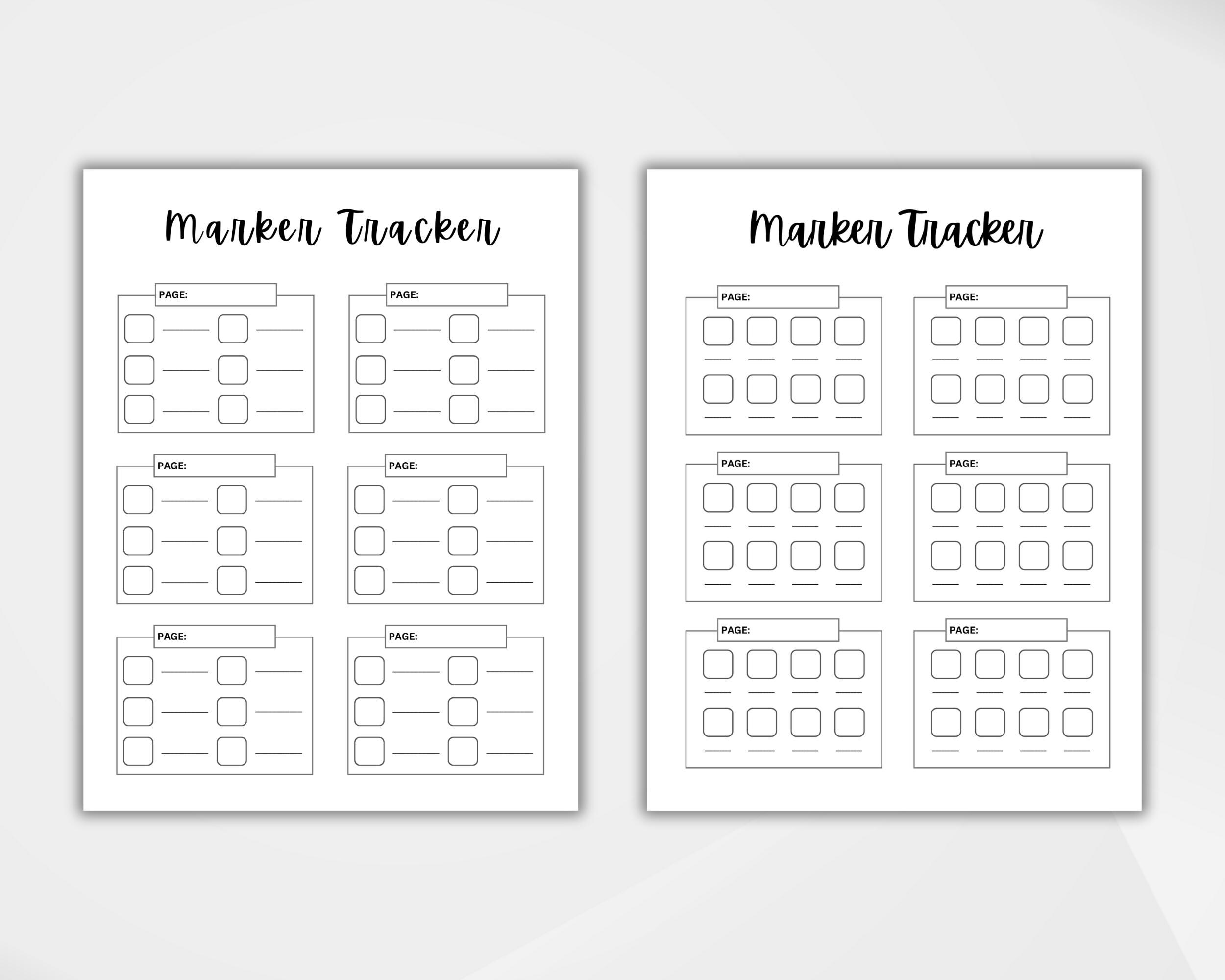 Marker Tracker Printable Planner Page Journal Color Tracker Journal ...
