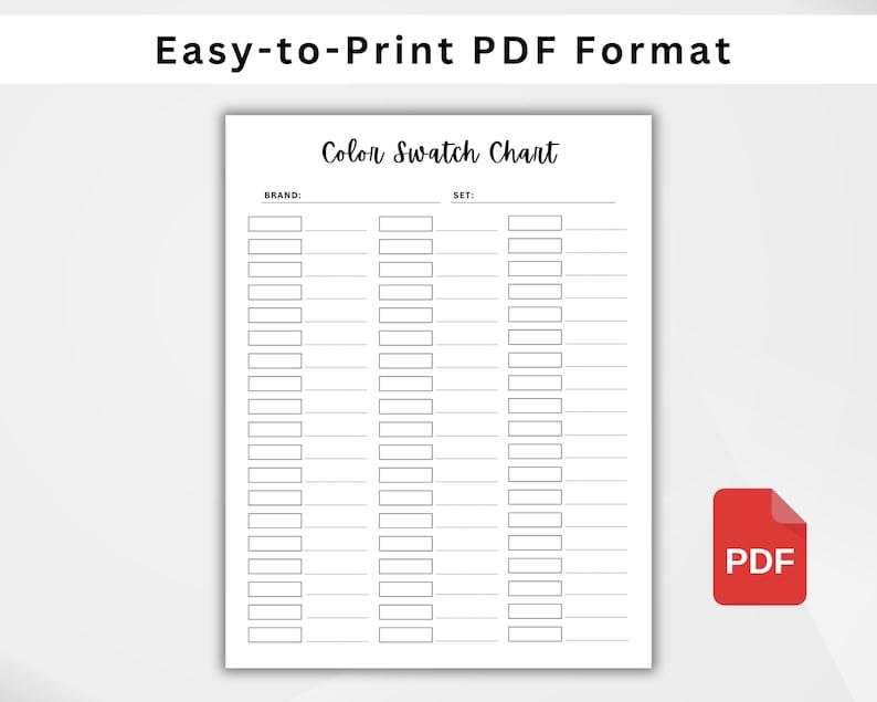 Printable Coloring Swatch Chart. Marker Color Sheet. Color Palette ...