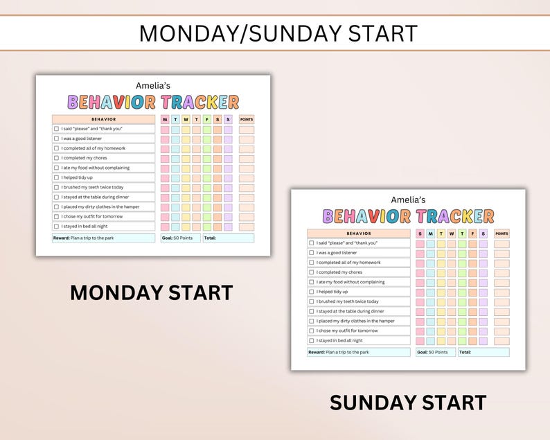 Printable Kids Behavior Tracker | Reward Chart for Positive Habit ...