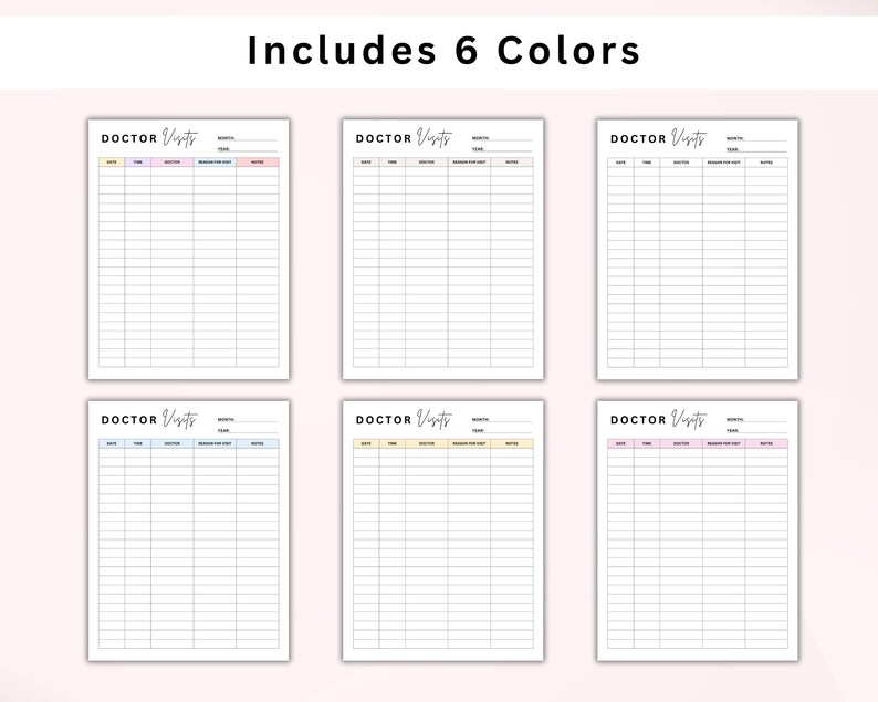 Doctor Visit Log: Printable Medical Appointment Tracker (PDF Template ...