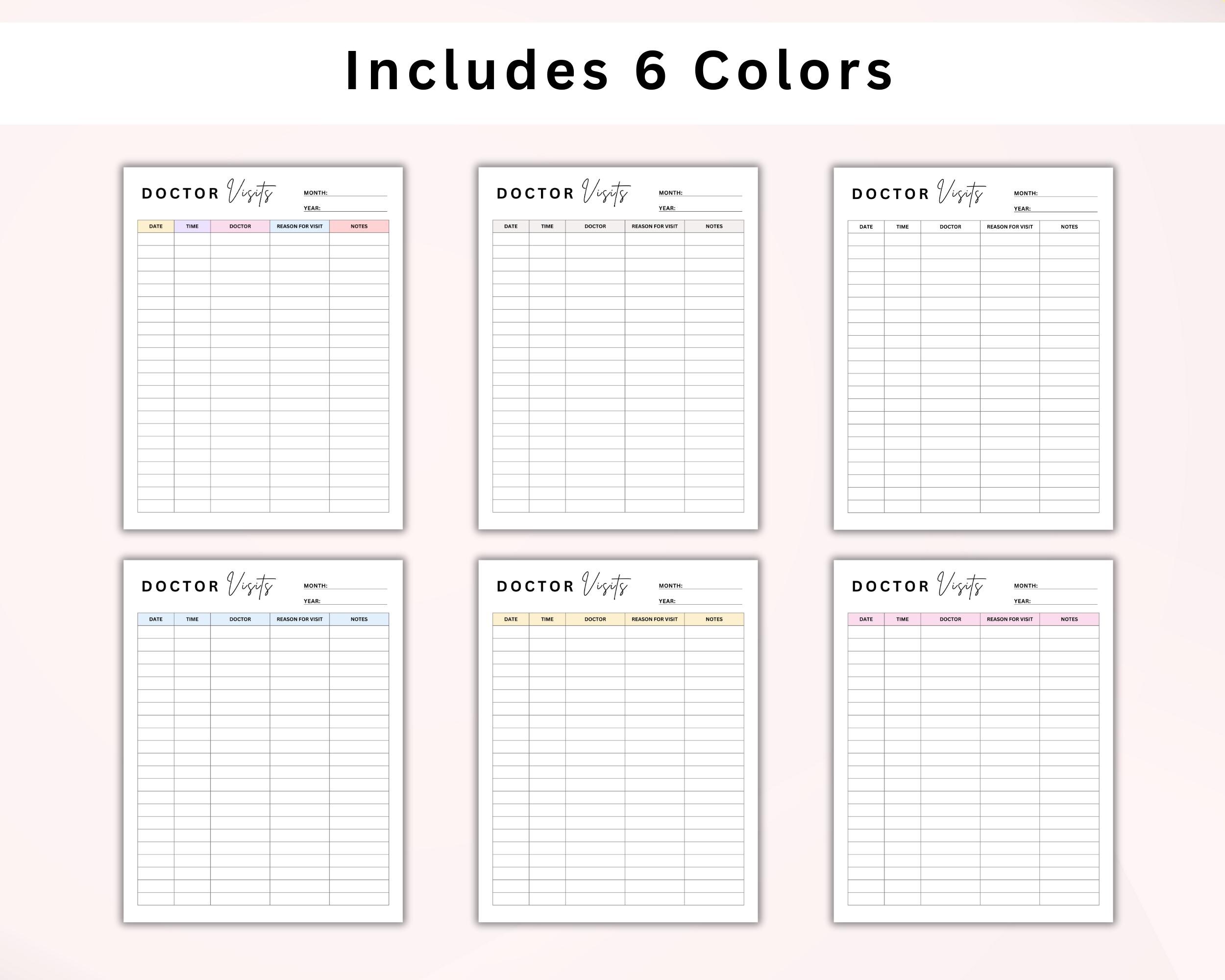 Doctor Visit Log: Printable Medical Appointment Tracker (PDF Template ...