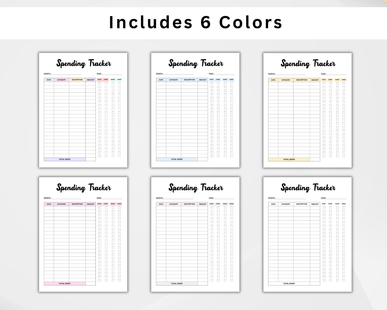 Monthly Spending Tracker Printable PDF. Expense Tracker. Monthly Budget ...