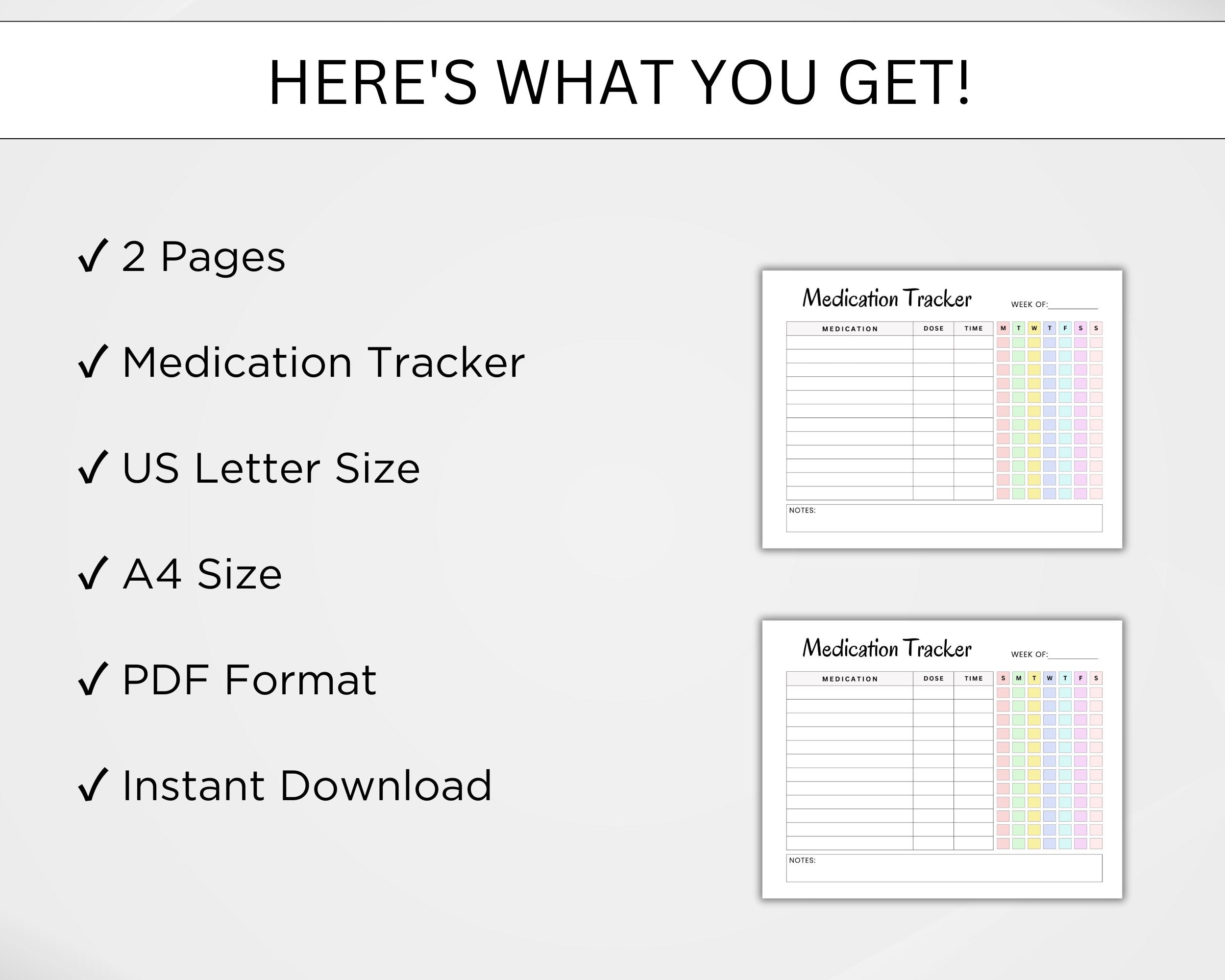 Weekly Medication Tracker. Medication Log. Printable Medication ...