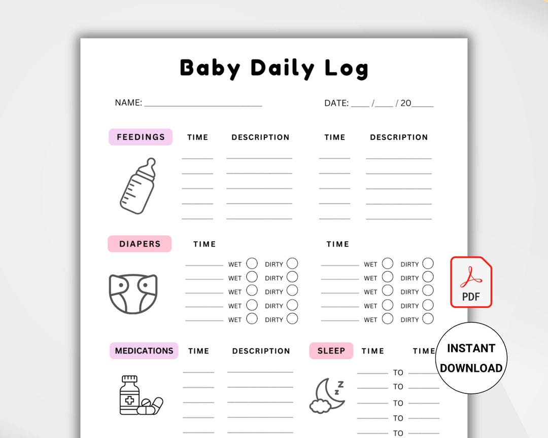 Baby Daily Log Printable | Newborn Tracker | Infant Daily Log | Nanny ...