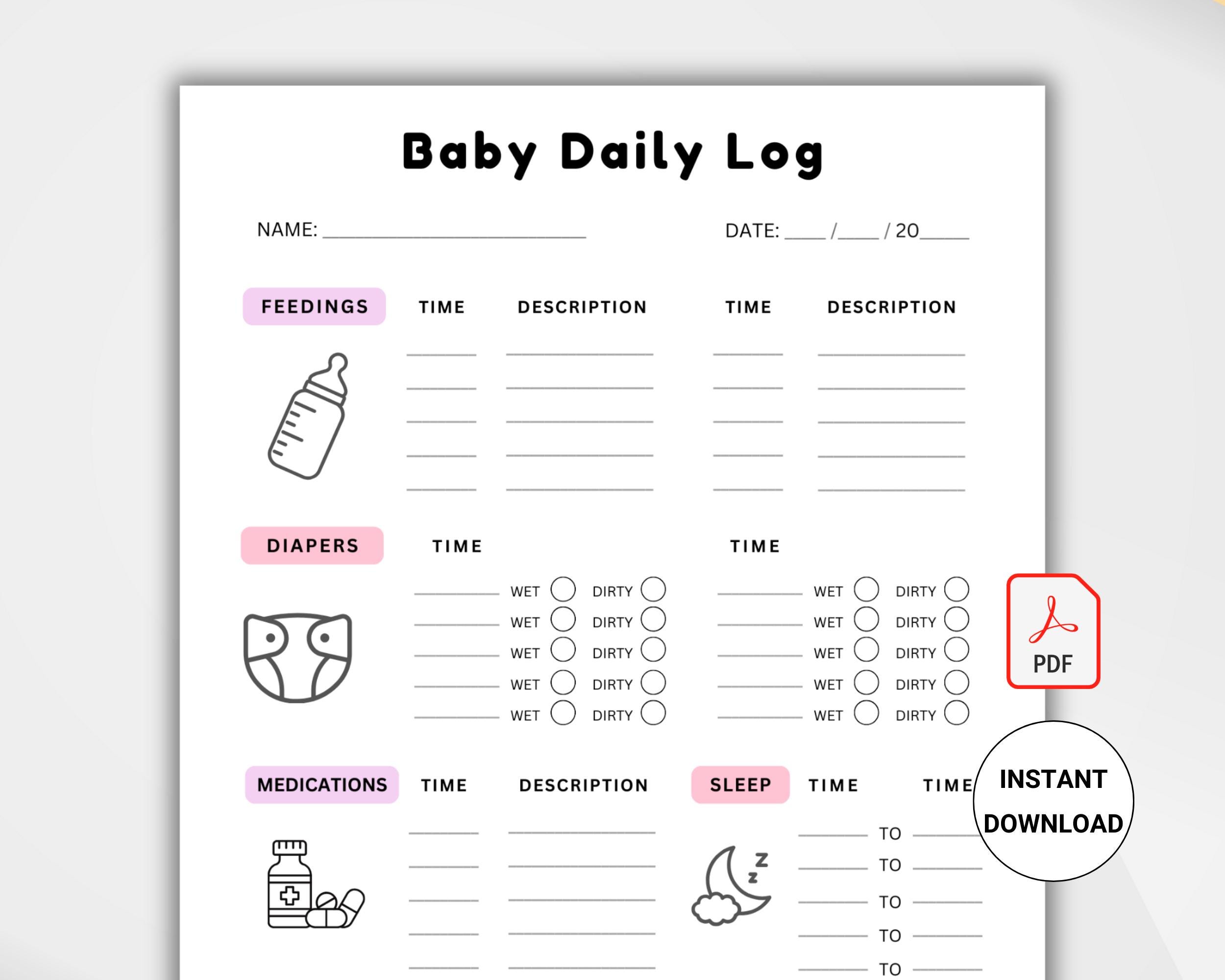 Baby Daily Log Printable | Newborn Tracker | Infant Daily Log | Nanny ...