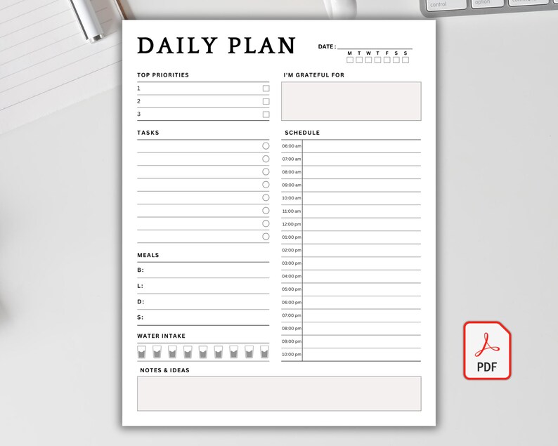 Daily Planner Printable. Planner Undated. Goal Planner. Time Blocking ...