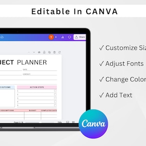 Simple Project Planner EDITABLE, Printable Project Planning Templates ...