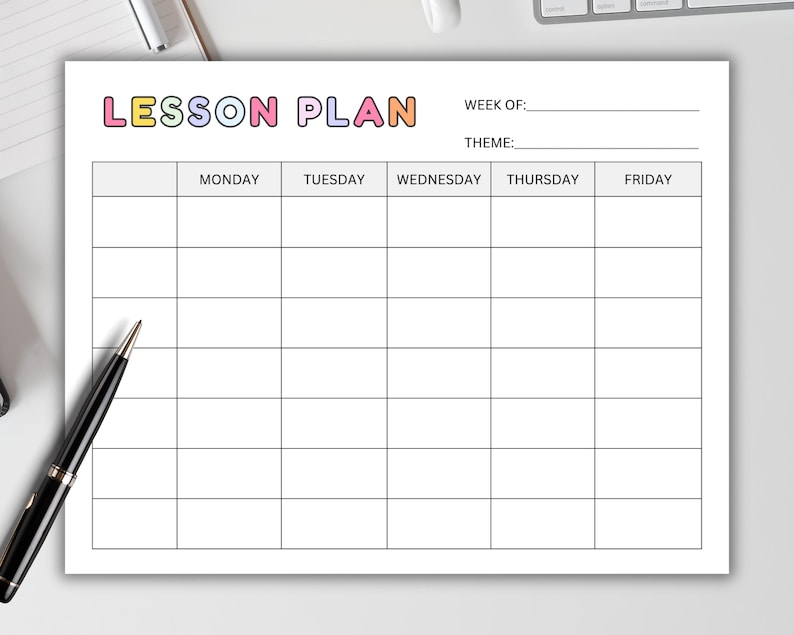 Printable Weekly Lesson Plan. Homeschool Teacher Planner. Daily Lesson ...