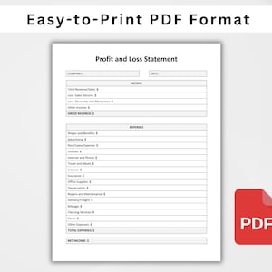 EDITABLE Profit and Loss Statement Template. Small Business Income ...