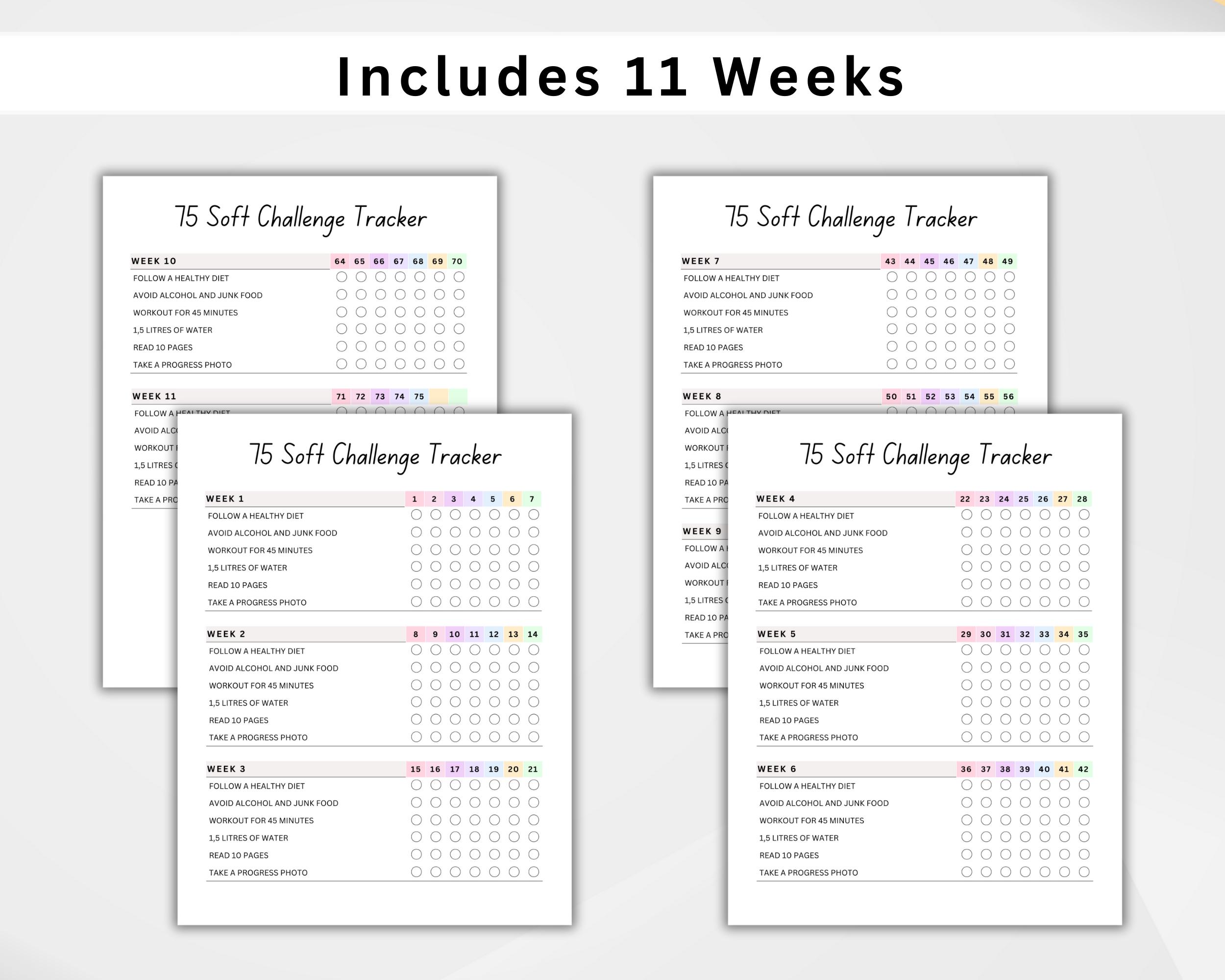 EDITABLE 75 Soft Challenge Tracker Bundle Printable, Daily 75 Soft ...